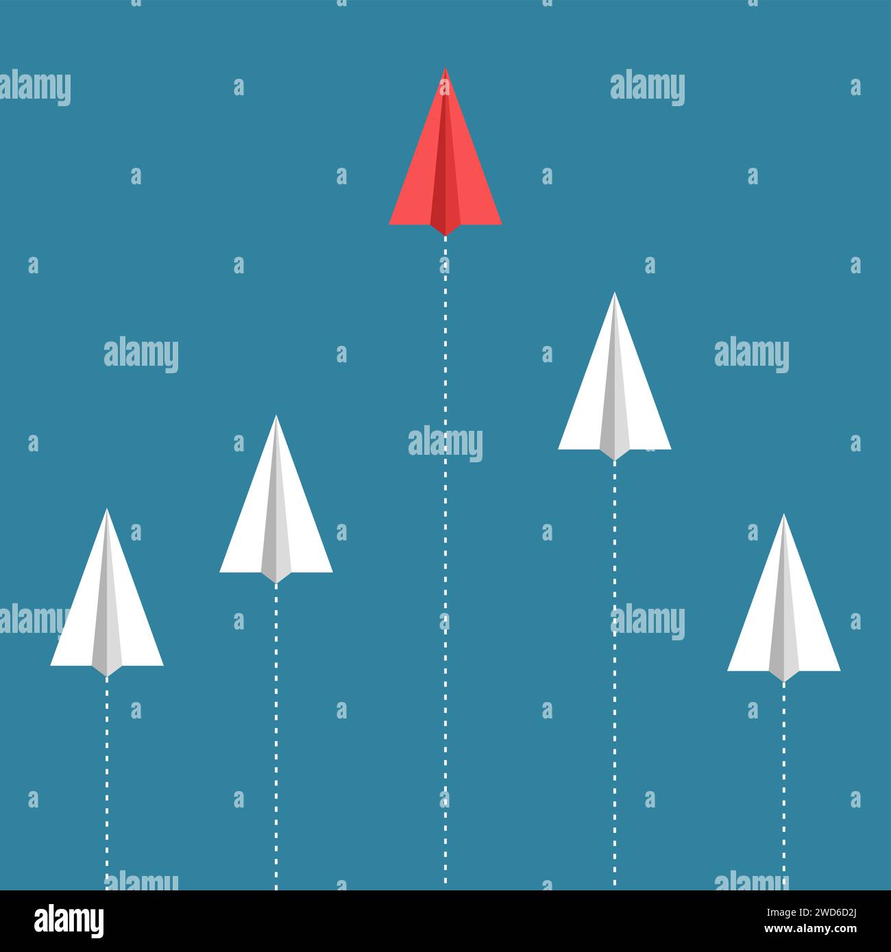 Leadership success concept paper plane fly. Lead airplane stand out of ...