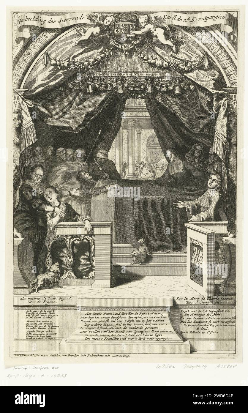 Karel II deathbed, king of Spain, Pieter van den Berge, 1700 - 1702 ...