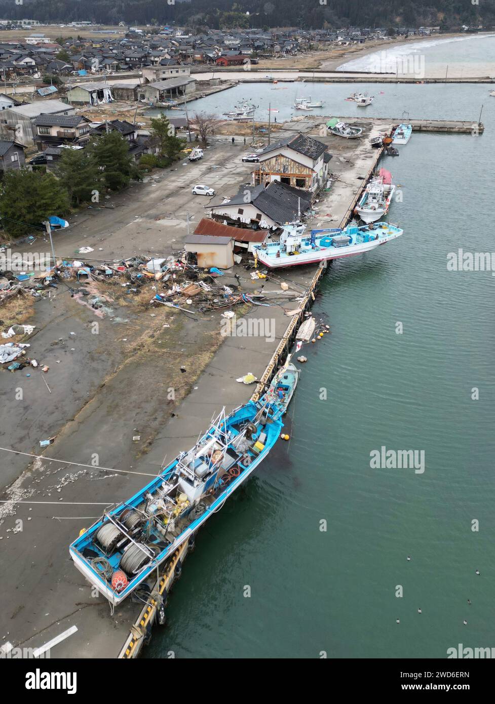 A photo shows disaster-stricken area damaged by a massive earthquake ...