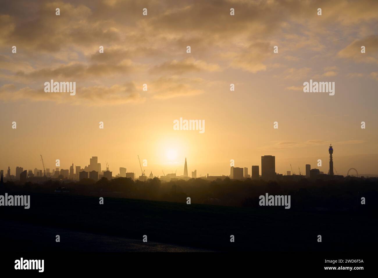 The sun rising over London, viewed from Primrose Hill Stock Photo - Alamy