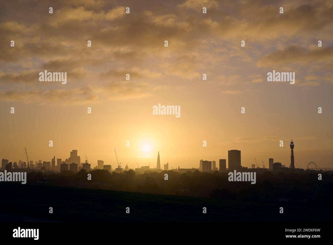 The sun rising over London, viewed from Primrose Hill Stock Photo - Alamy