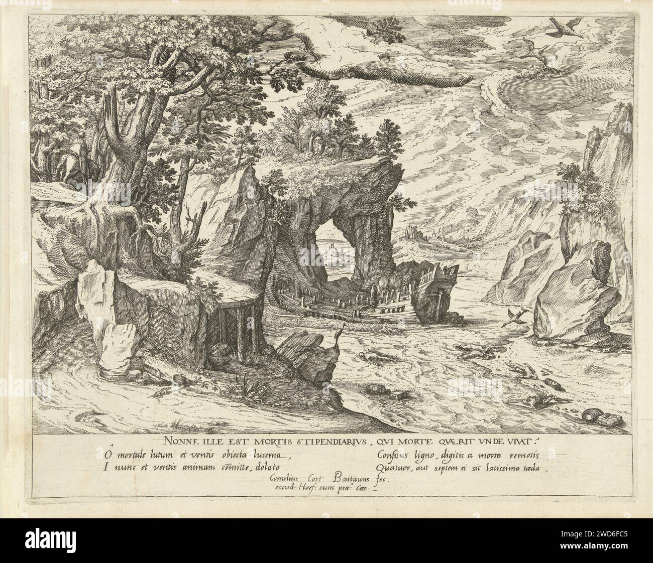 Scheepswrak, Symon Novelanus (attributed to), after Cornelis Cort, c. 1595 print There is a ...