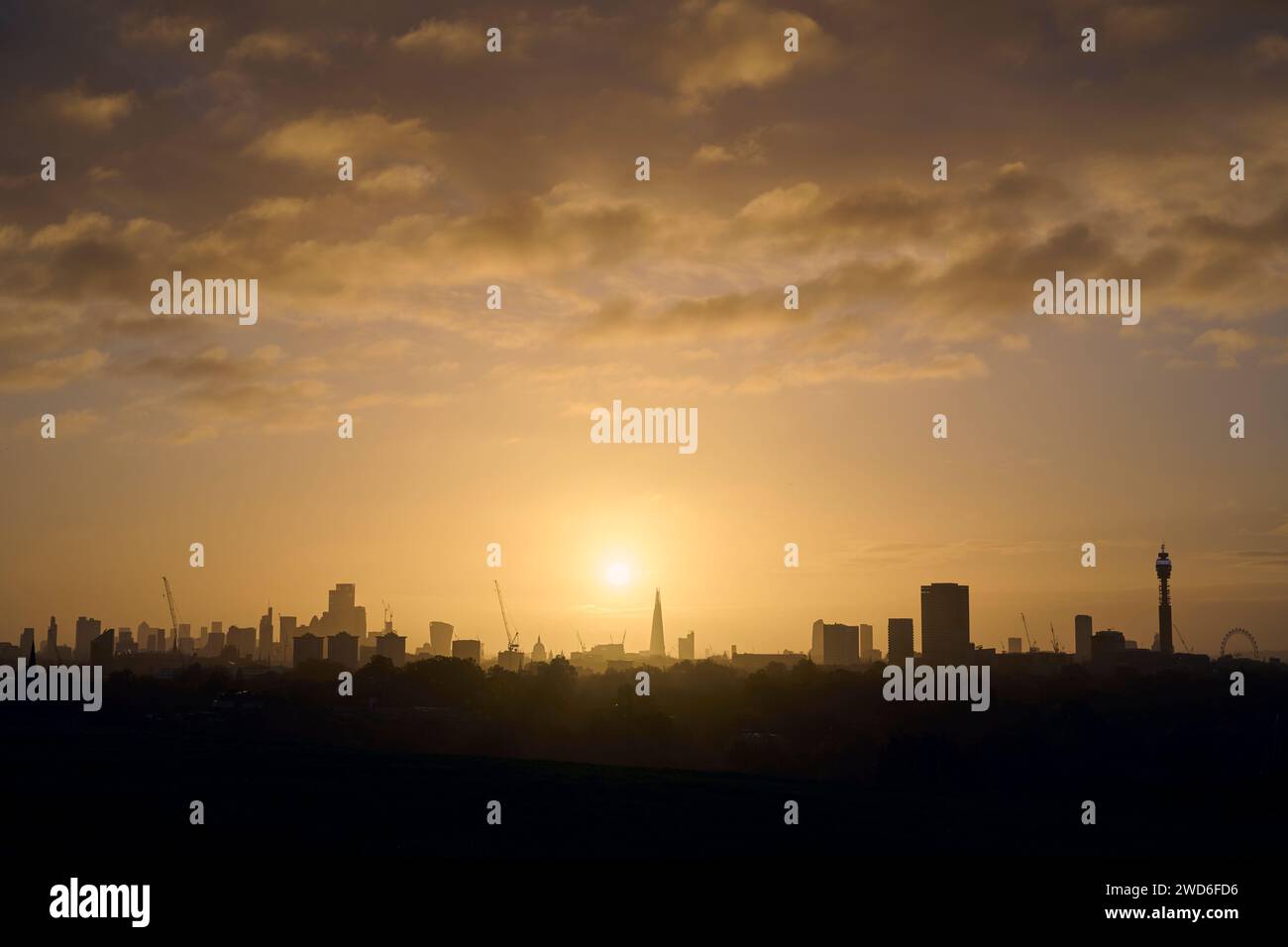 The sun rising over London, viewed from Primrose Hill Stock Photo - Alamy