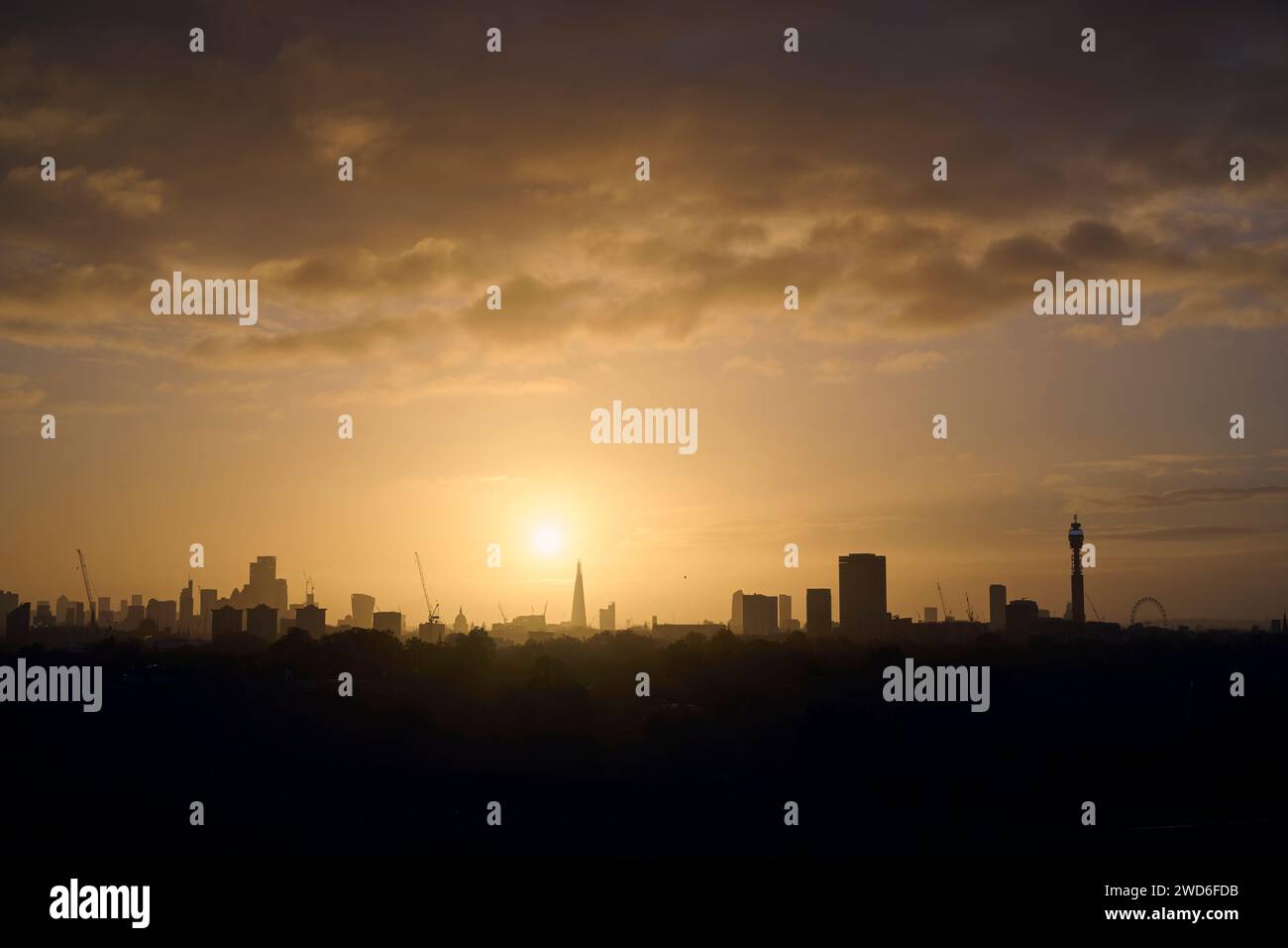 The sun rising over London, viewed from Primrose Hill Stock Photo - Alamy