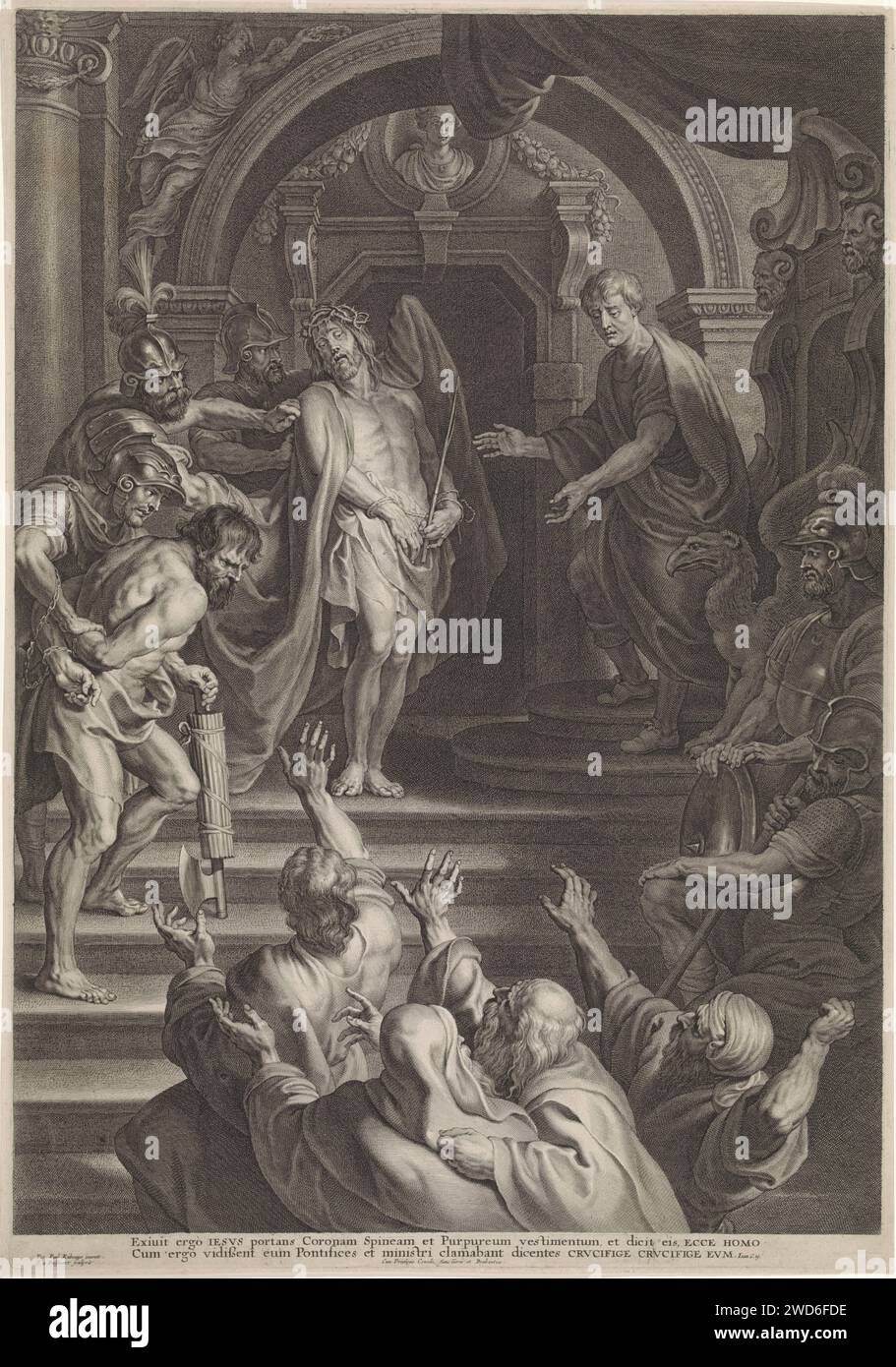 Pontius Pilatus shows Christ to the Jews in front of the courthouse ...