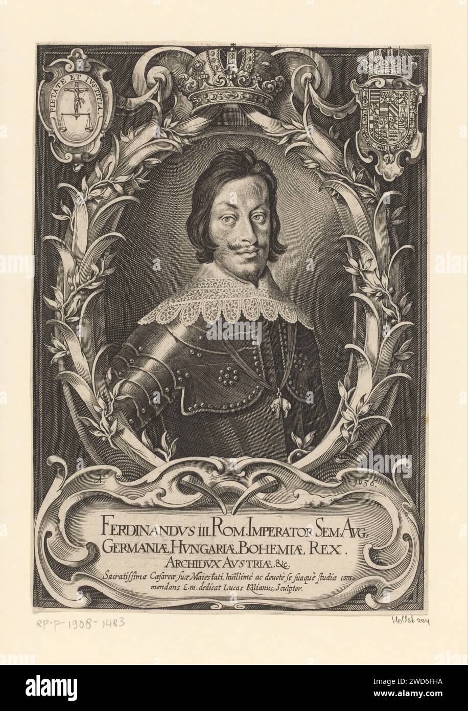 Portrait of Emperor Ferdinand III, Lucas Kilian, 1636 print Text in ...