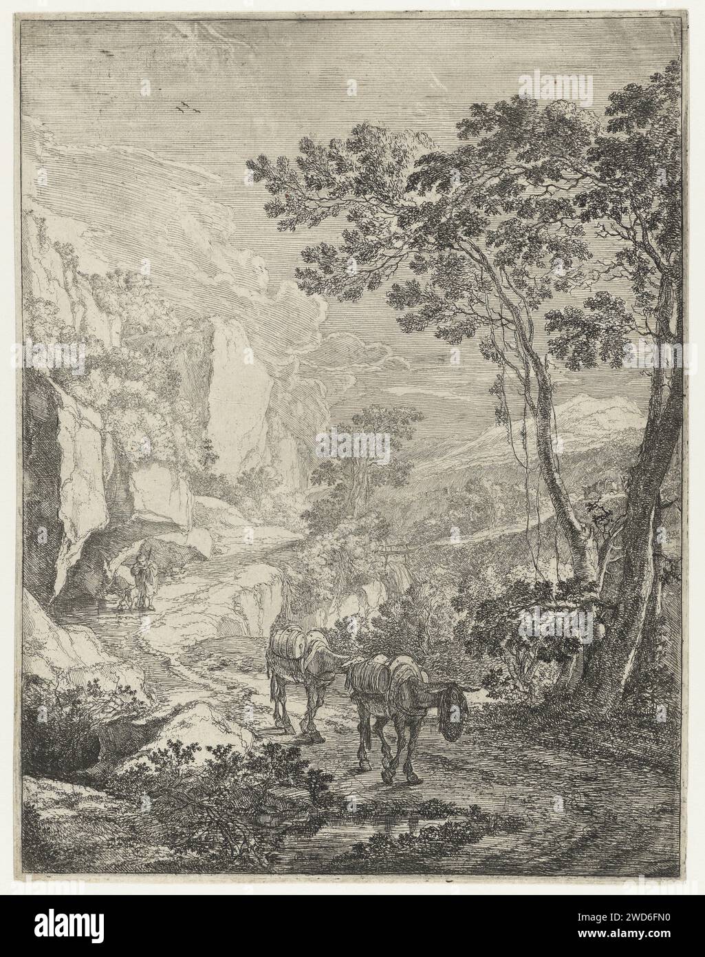 Landscape with two mules for the Rocca Aquatico near Ancona, Jan Both ...
