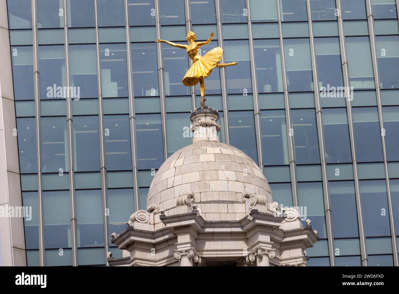 The Victoria Palace Theatre, London, on top of which stands a statue of Anna Pavlova, ballerina ...