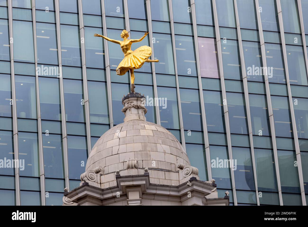 The Victoria Palace Theatre, London, on top of which stands a statue of Anna Pavlova, ballerina ...