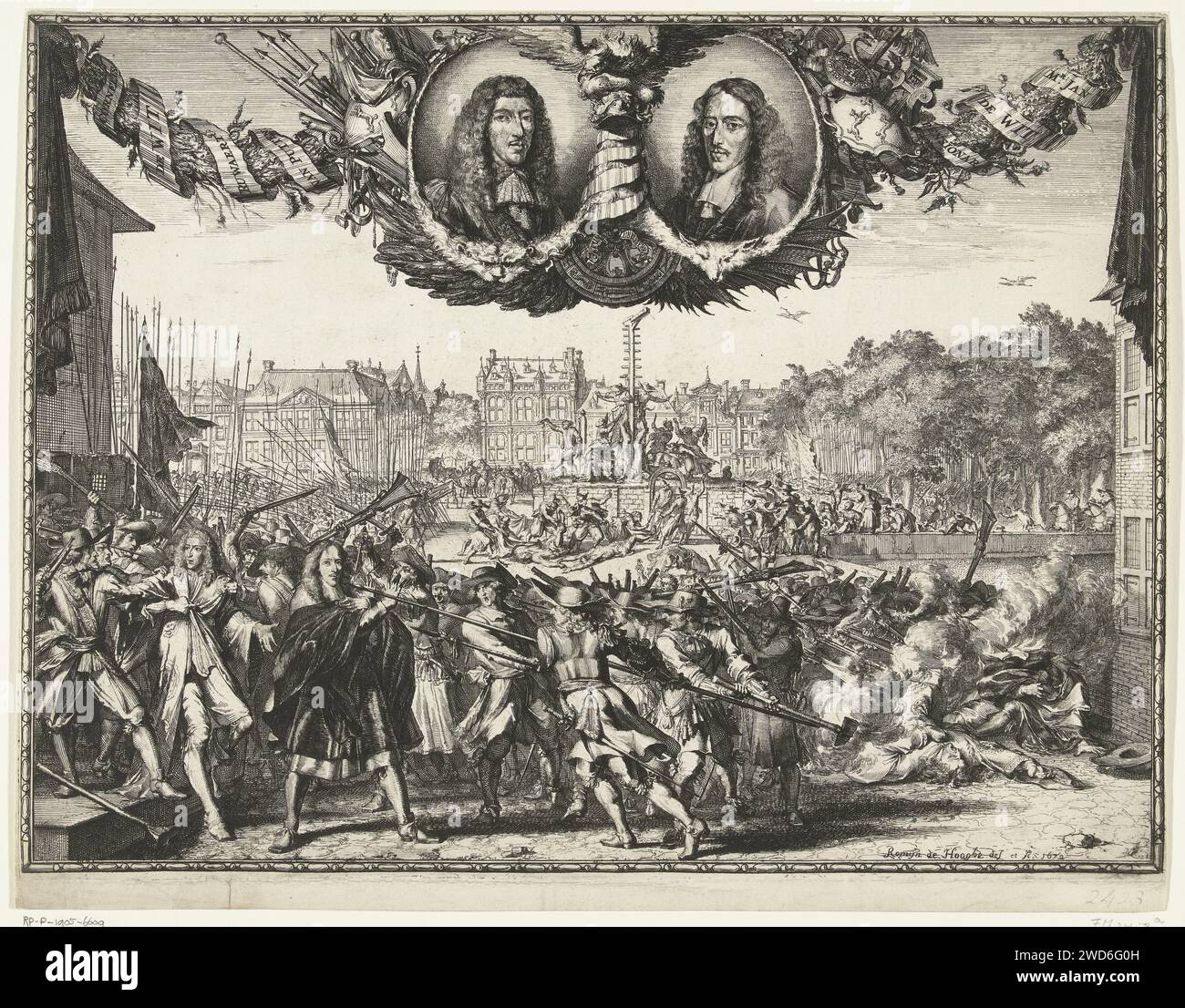 Murder of the De Witt brothers, 1672, Romeyn de Hooghe, 1672 print ...