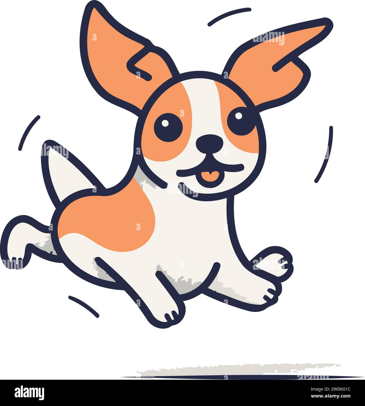 Cute cartoon dog jumping. Vector illustration. Isolated on white ...