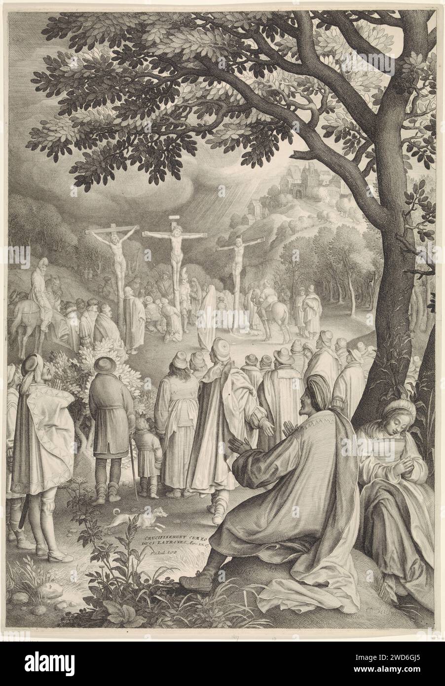 Christ on the Cross, Nicolaes de Bruyn, 1670 - 1711 print The cross -death of Christ on Mount ...