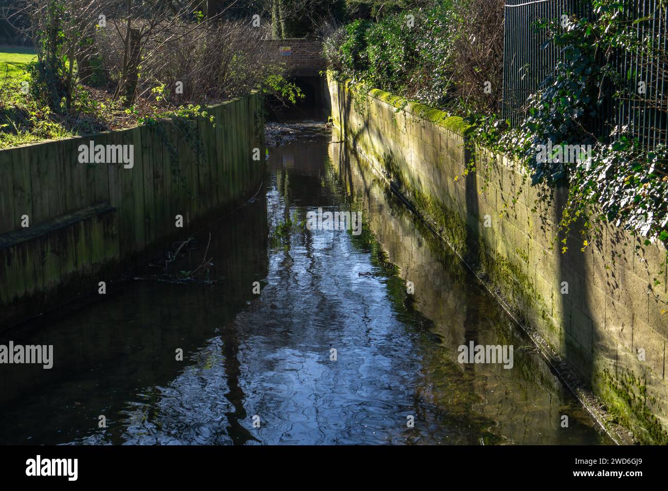 The stream running through Bridge End Gardens Stock Photo - Alamy