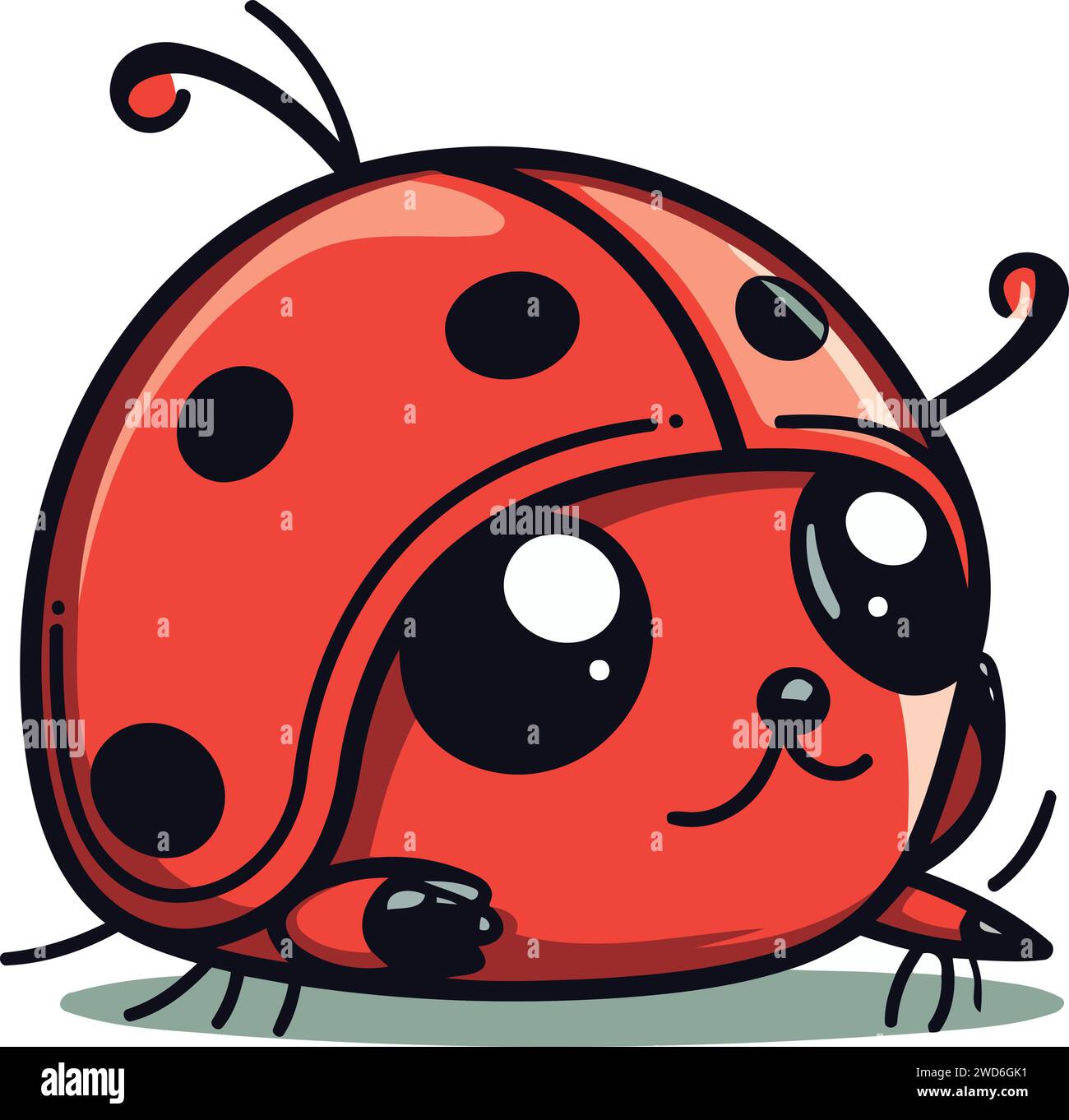 Cute cartoon ladybug isolated on white background. Vector illustration ...