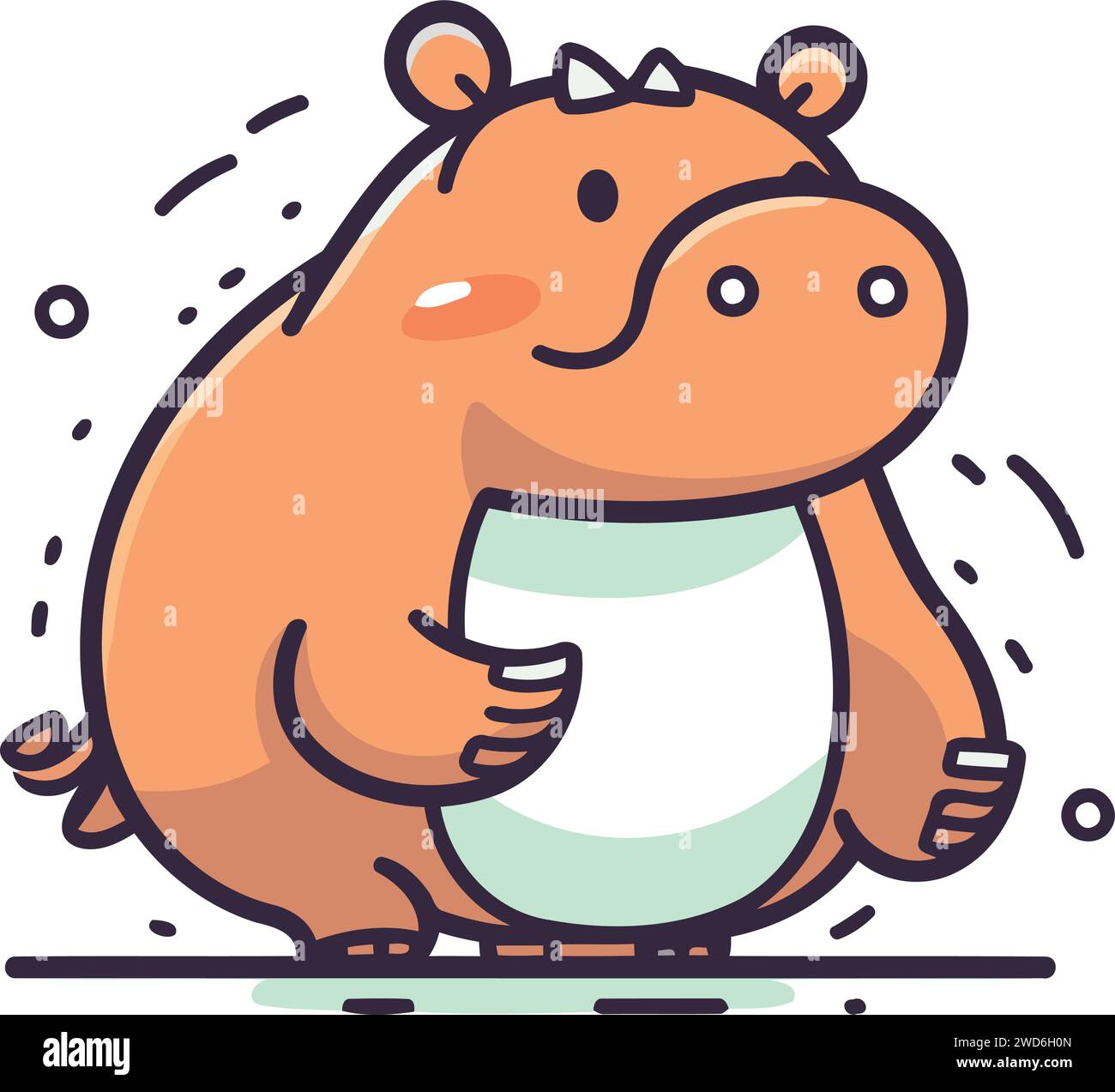 Cute hippopotamus character. Vector illustration in cartoon style Stock ...