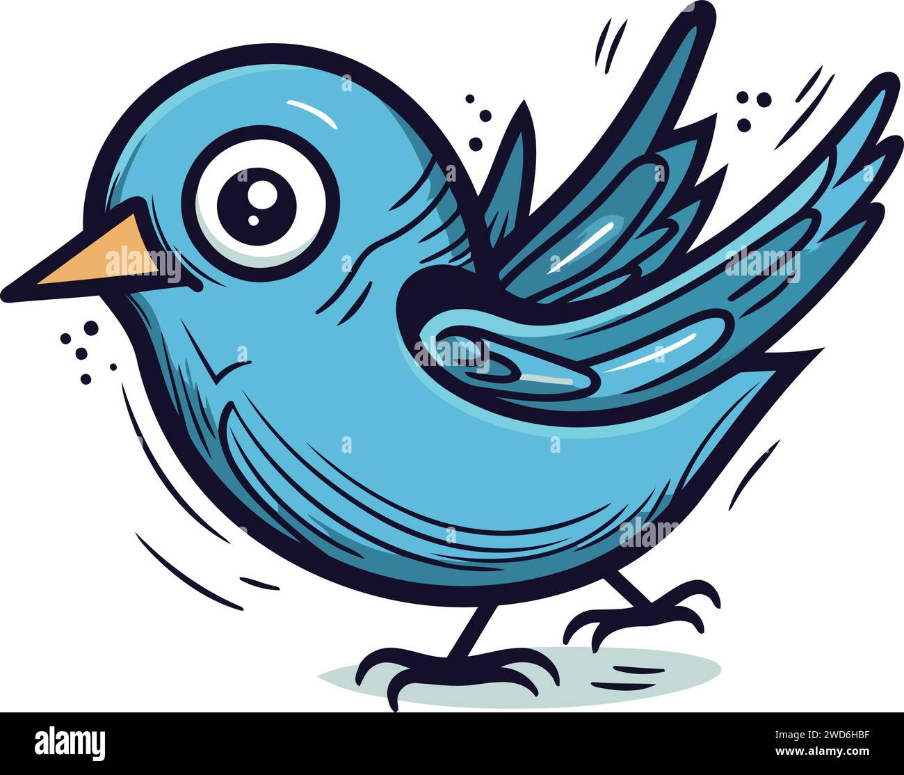 Cartoon blue bird. Vector illustration. Isolated on white background ...