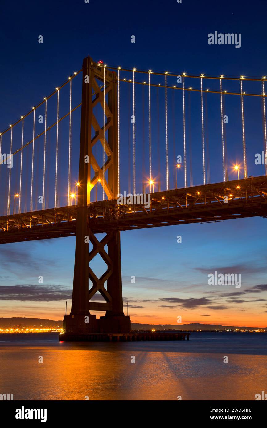 San Franciso-Oakland Bay Bridge at dawn, Rincon Park, Embarcadero, San ...