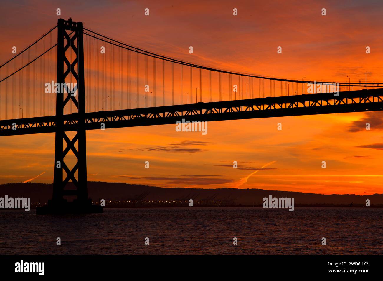 San Franciso-Oakland Bay Bridge sunrise from Pier 14, Embarcadero, San ...