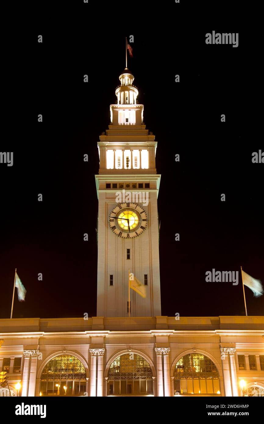 San Francisco Ferry Building at night, Embarcadero, San Francisco ...