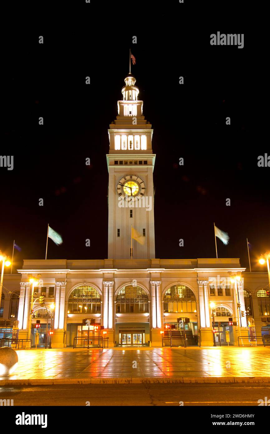 San Francisco Ferry Building at night, Embarcadero, San Francisco ...