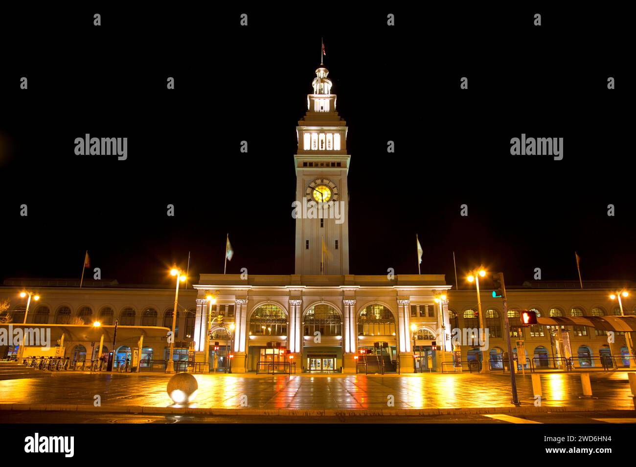 San Francisco Ferry Building at night, Embarcadero, San Francisco ...