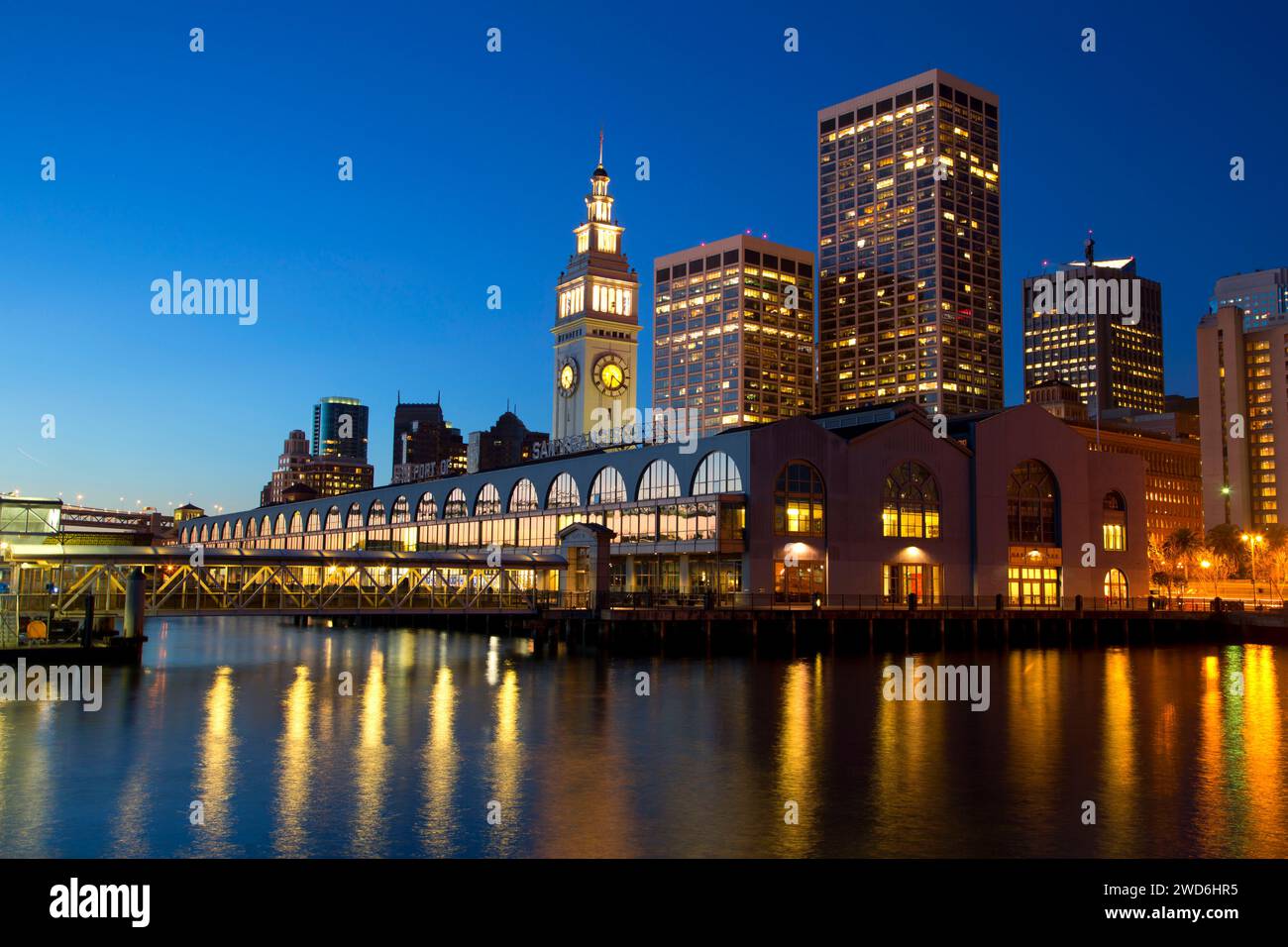 San Francisco Ferry Building at dawn, Embarcadero, San Francisco ...