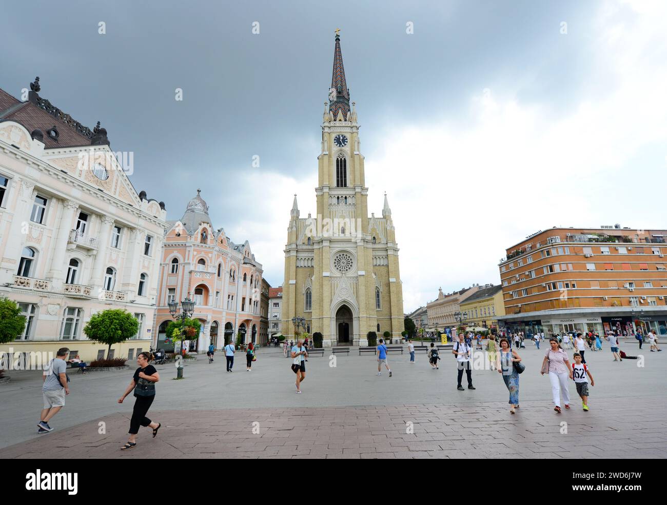 The Name of Mary Catholic church in the old town in Novi Sad, Serbia ...