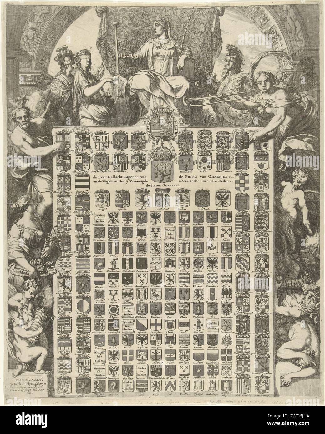Gender weapons of Prince William III in an allegorical frame, Gerard de ...