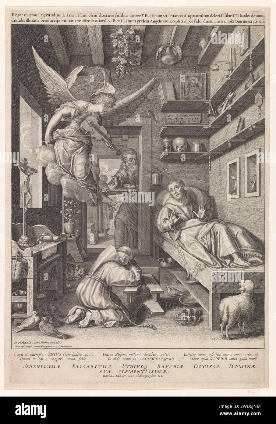 Holy Francis on his sickbed, Raphaël Sadeler (I), After Paolo Piazza ...