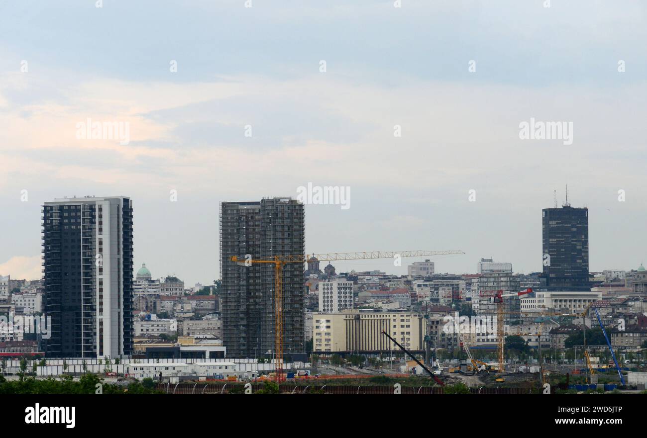 Urban development along the river waterfront in Belgrade, Serbia Stock ...