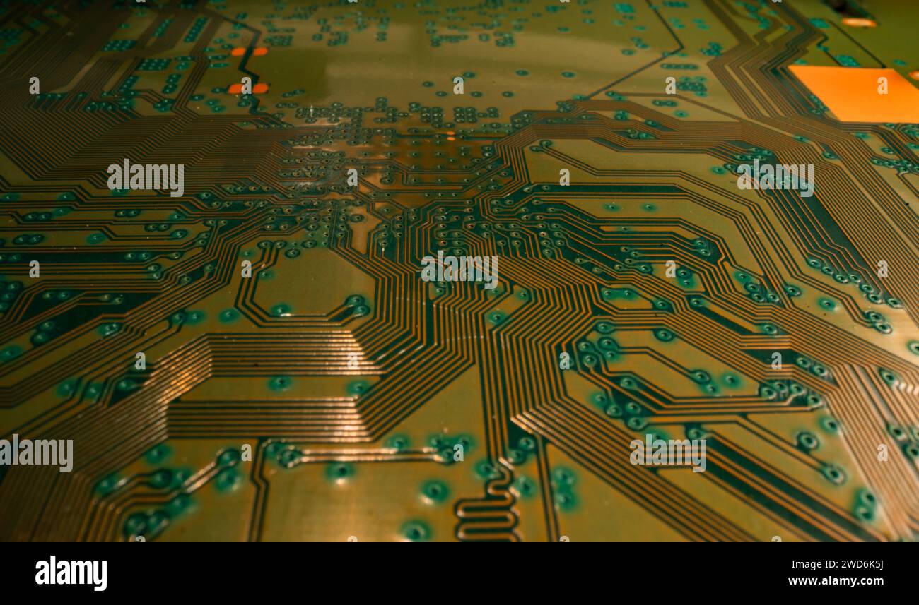 Electronic circuit board closeup. Electronic motherboard card. Circuitry and close-up on ...
