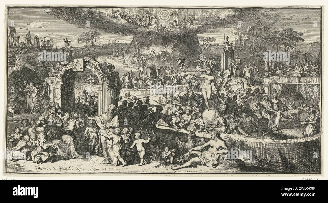 Allegorical representation with Tabula Cebetis, Romeyn de Hooghe, 1670 ...