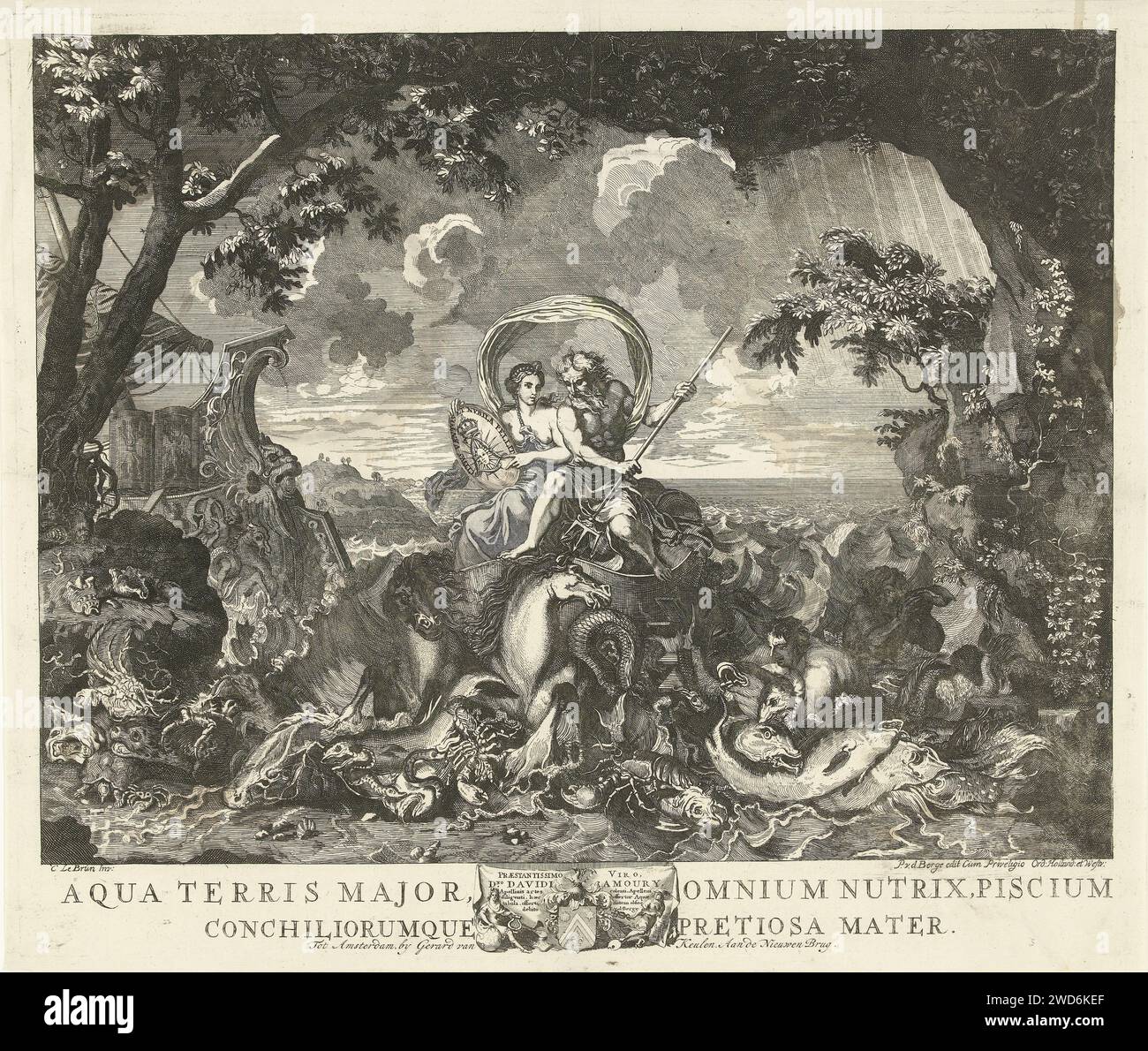 Neptunus and Thetis, Pieter van den Berge, After Charles Le Brun, 1669 ...