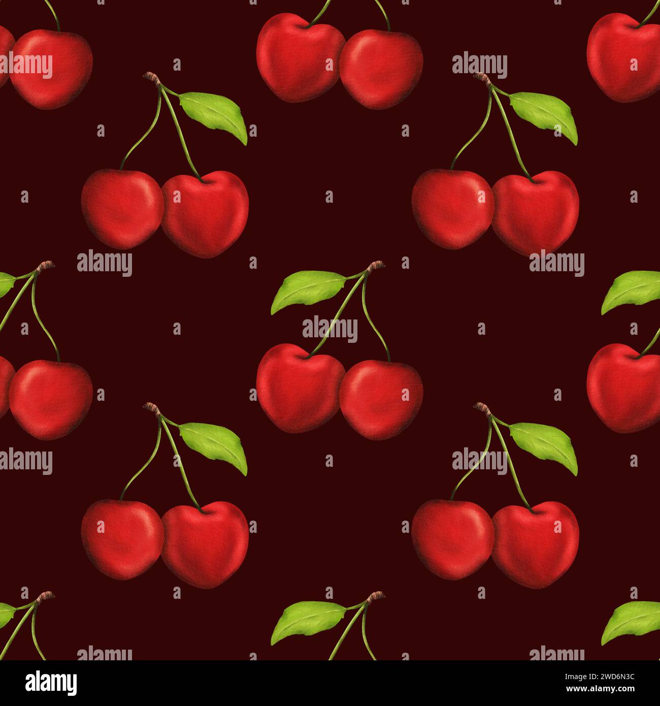 seamless pattern of luscious bright cherries. for kitchen-themed decor ...