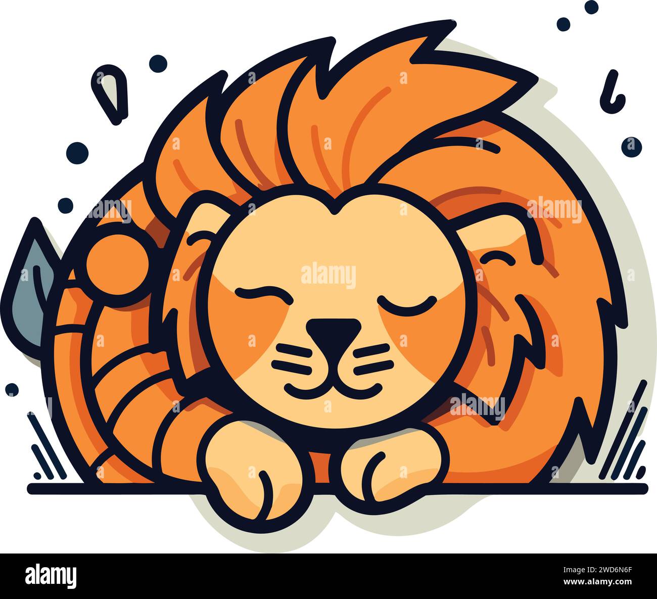 Sleeping lion drawing Cut Out Stock Images & Pictures - Alamy