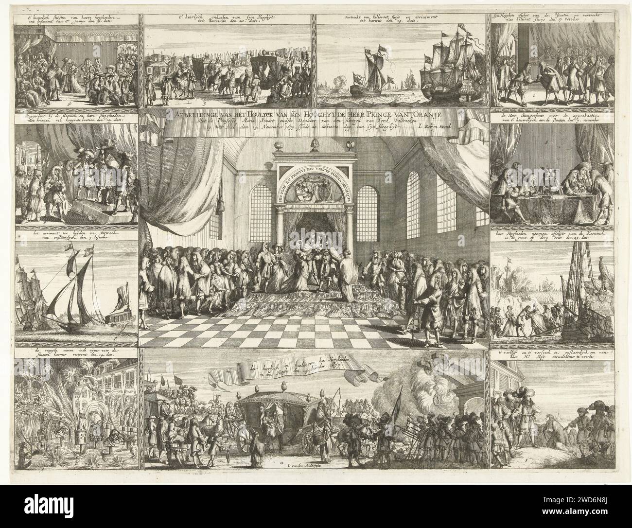 Marriage of Prince William III and Maria Stuart, 1677, Johannes Jacobsz ...