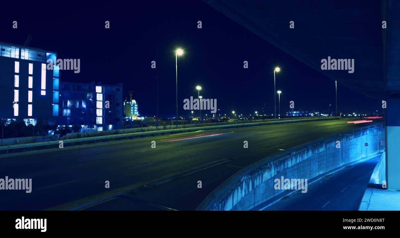 A city highway at night illuminated by streetlights Stock Photo - Alamy