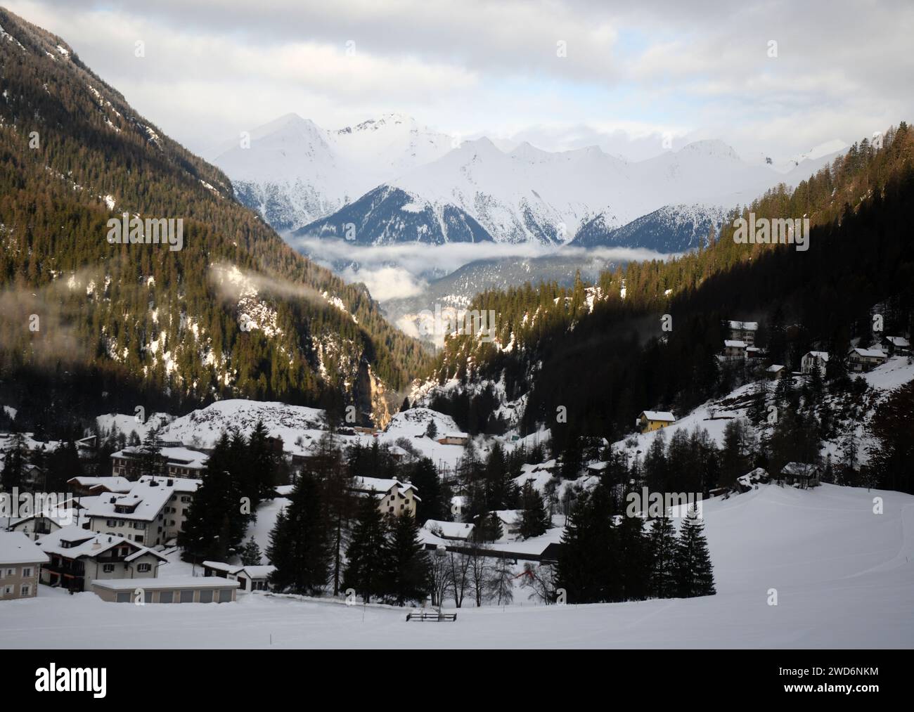 St. Moritz. 18th Jan, 2024. This photo taken on the train from St ...