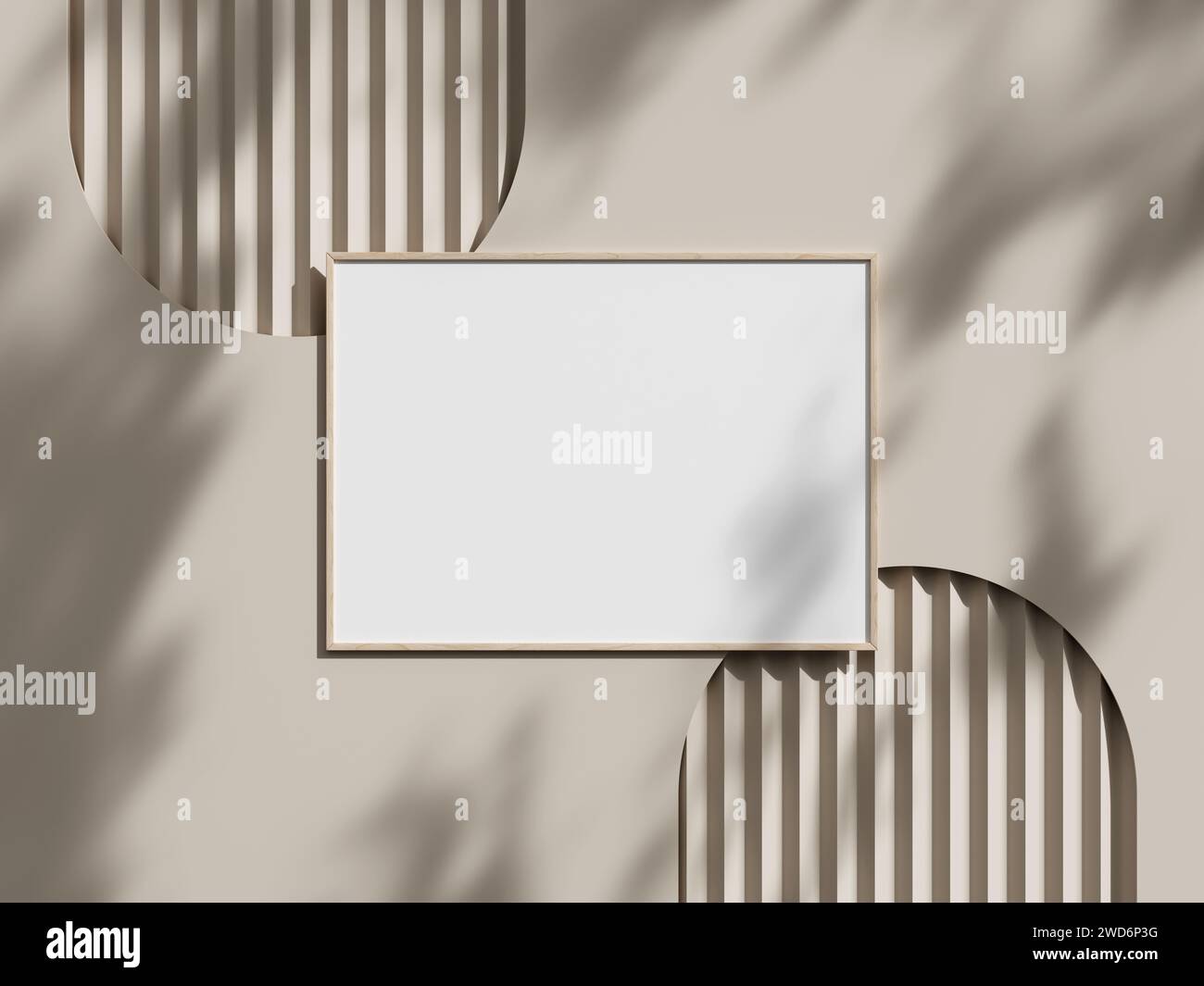 Blank poster with frame mockup on brown wall Stock Photo - Alamy