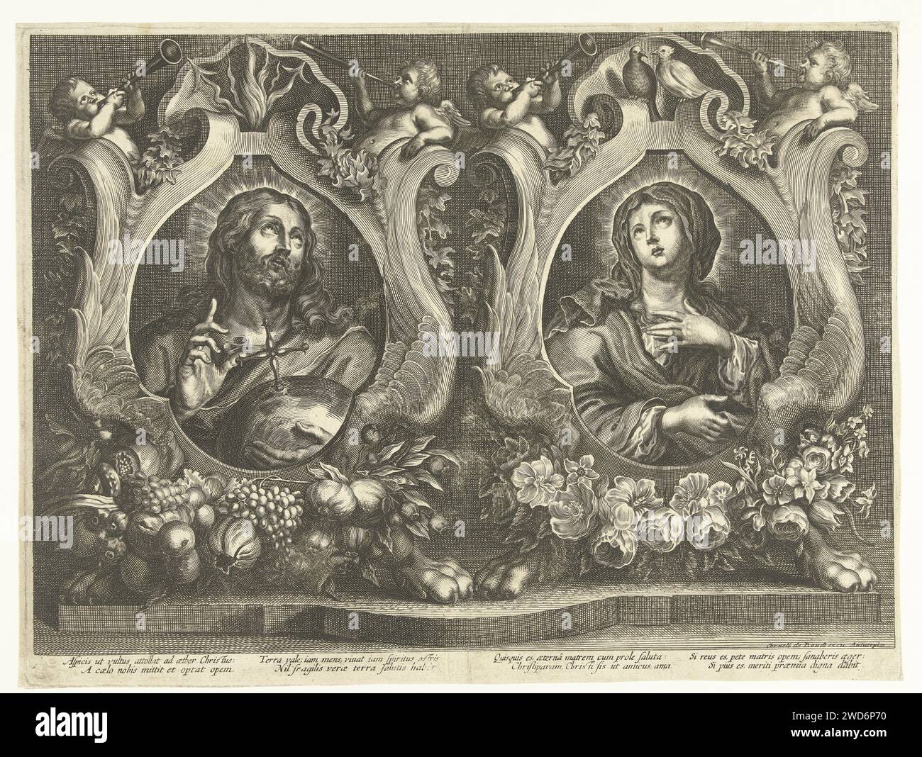 Christ and Maria, Cornelis de Bout (Possible), 1675 - 1735 print Christ ...