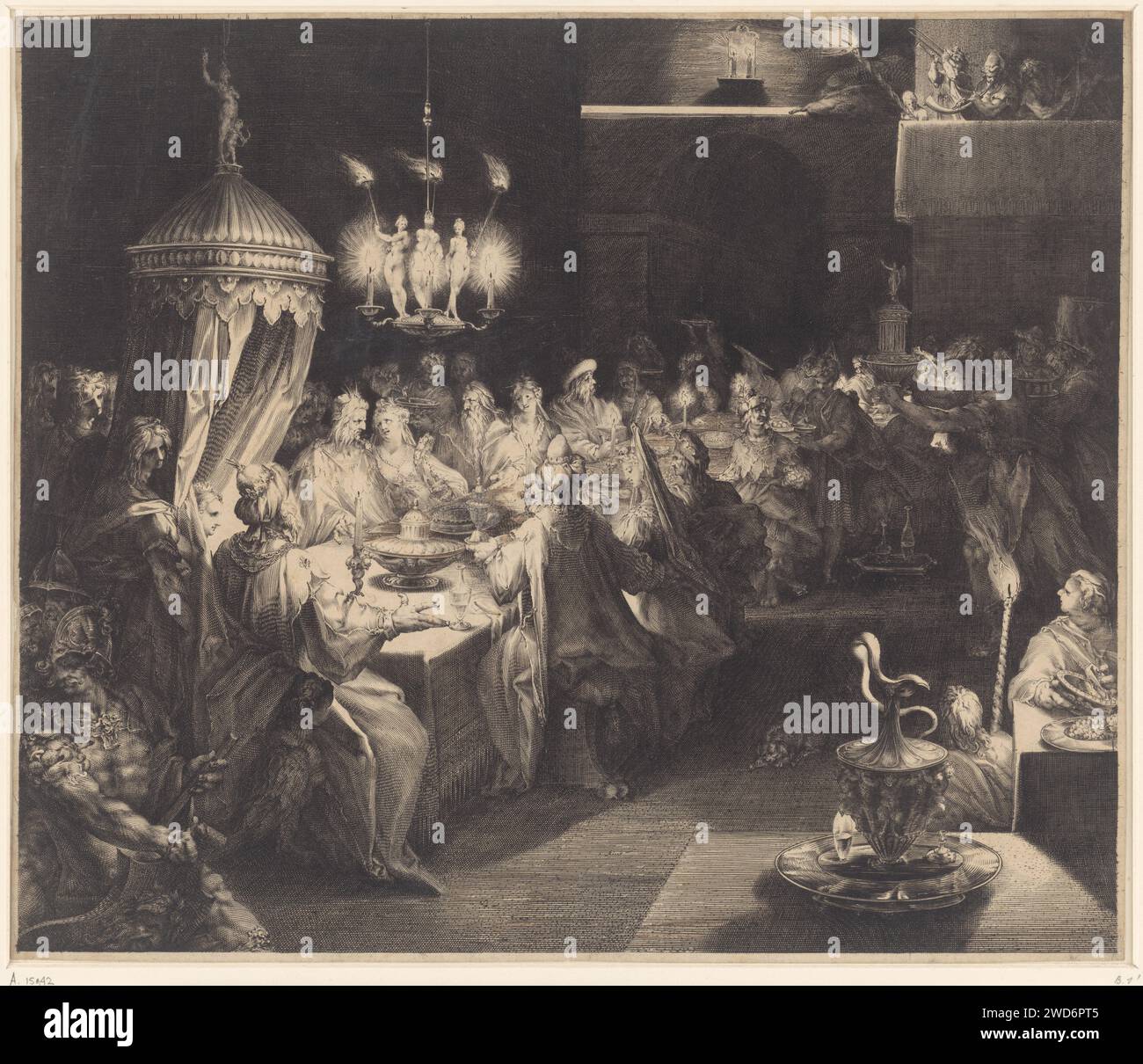 Feast of Belsassar, Jan Harmensz. Muller, 1596 - 1600 print The ...