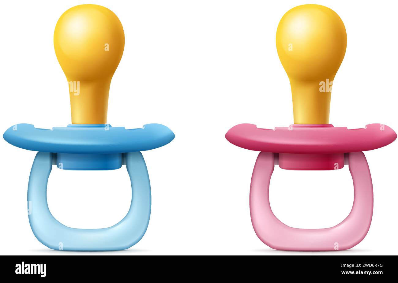 realistic vector icon. Baby boy and girl pacifier. Blue and pink Stock ...