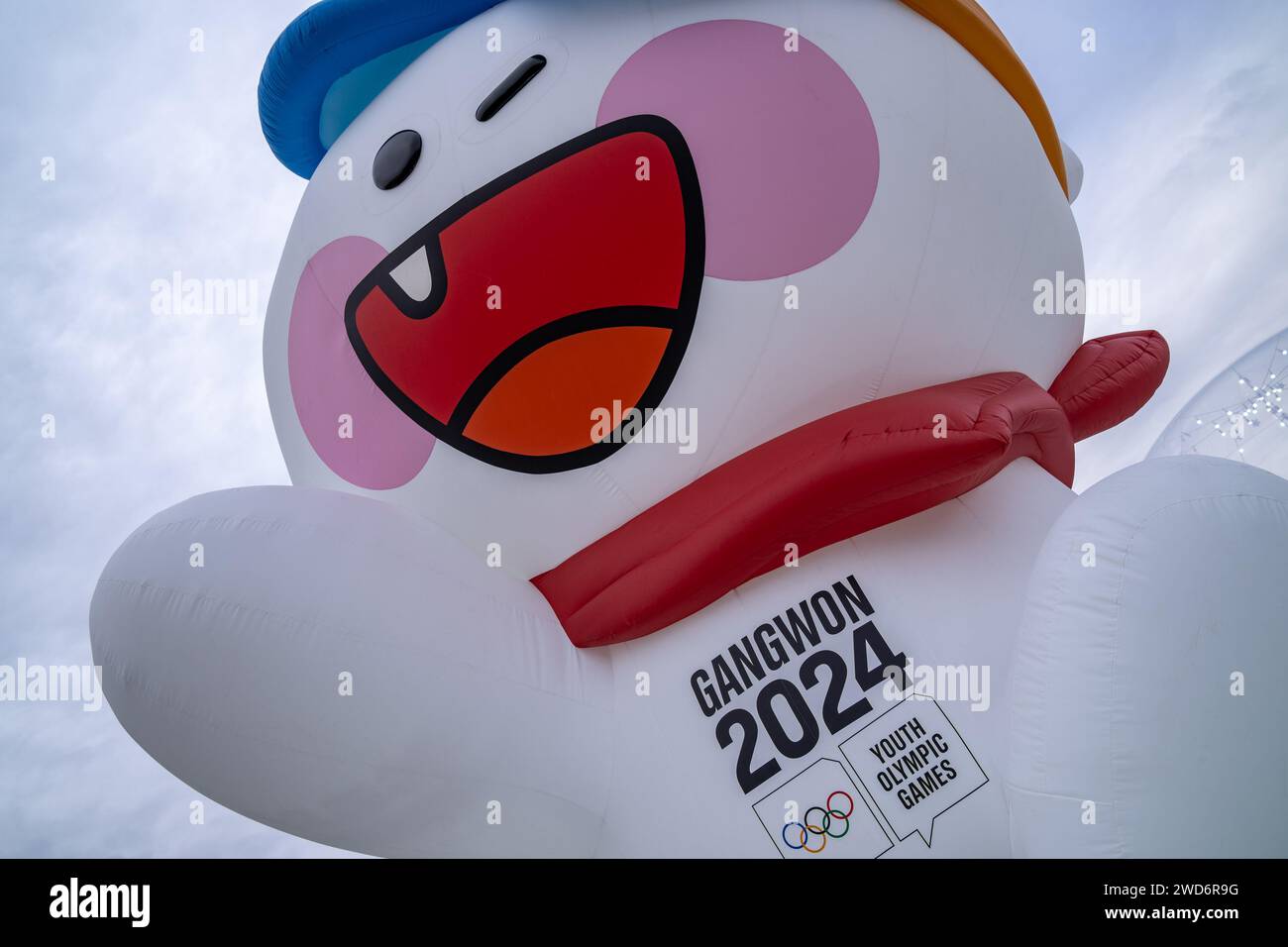 Gangneung, South Korea. 18th Jan, 2024. Mascot Moongcho is seen in the ...