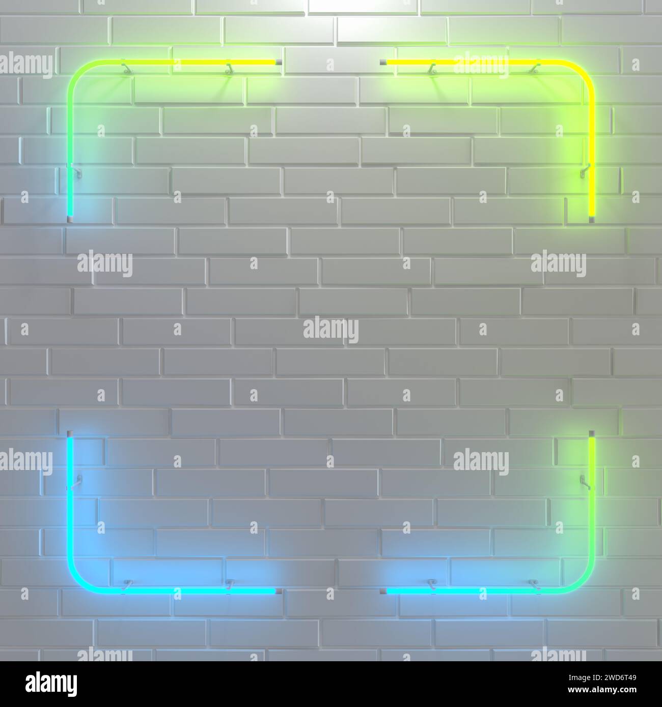 Brick wall, background, neon light. 3d illustration Stock Photo - Alamy
