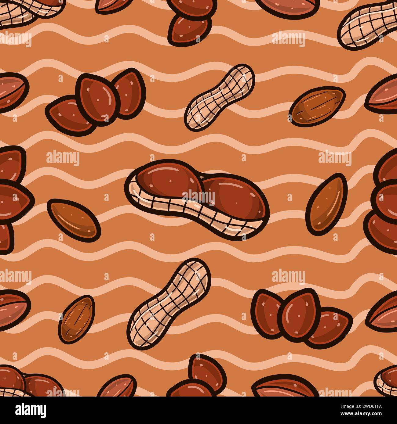 Nutty Seamless Pattern in Cartoon Style. Perfect For Background ...