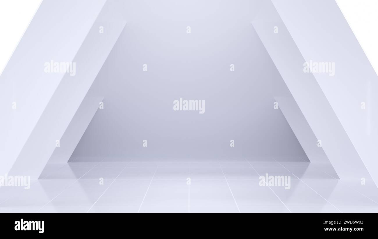 Abstract bright space with white, geometric shapes creating a 3D ...