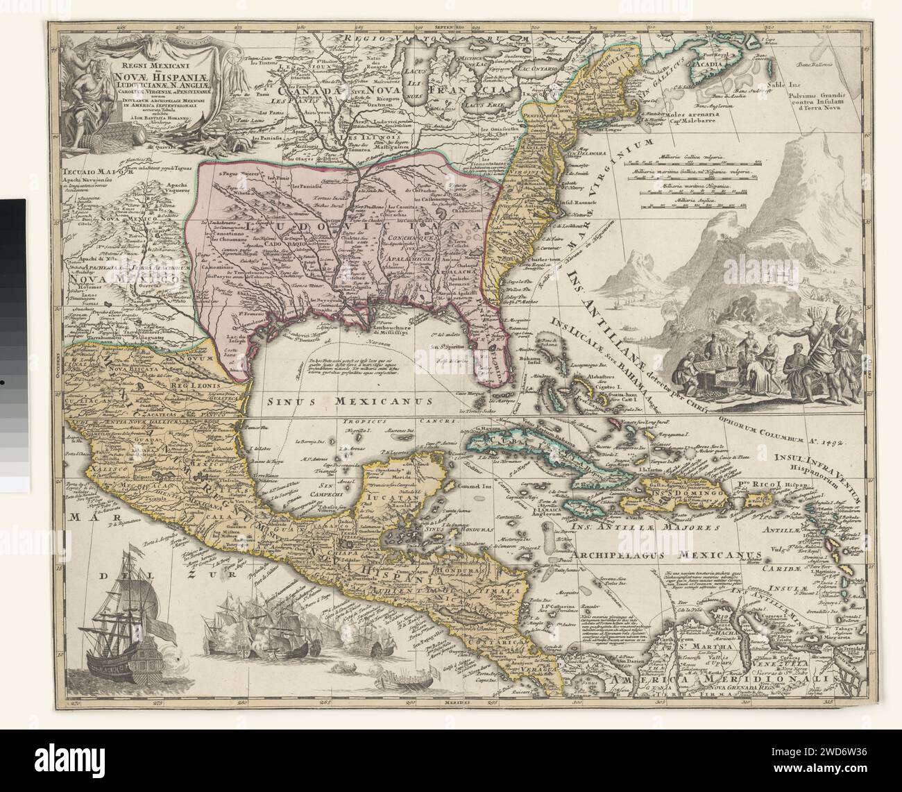 Pass card of the Gulf of Mexico and North America, Anonymous, 1710 ...