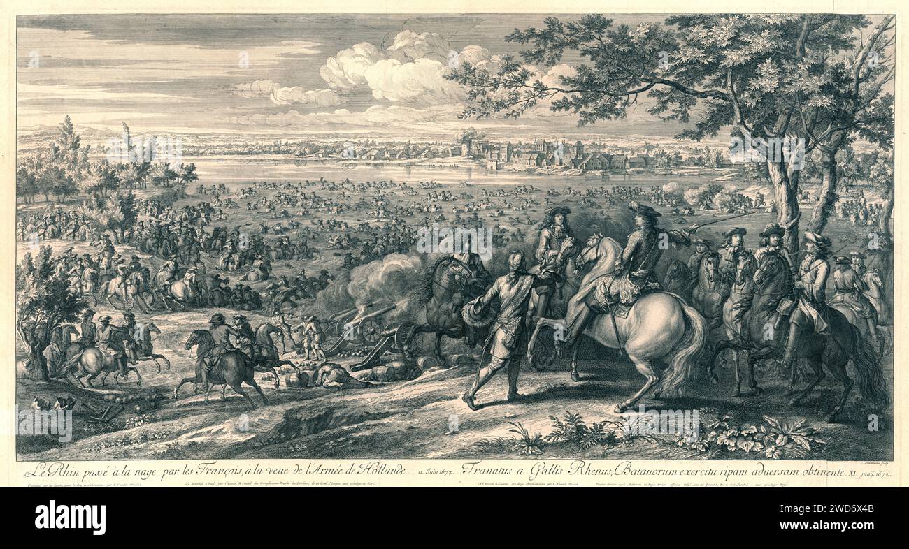 The French armies cross the Rhine at Lobith, 1672, Charles Louis ...