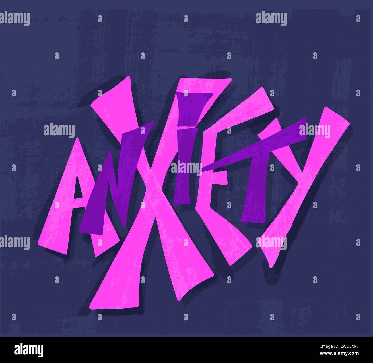 Anxiety handwritten lettering. Mental health text. Vector illustration ...