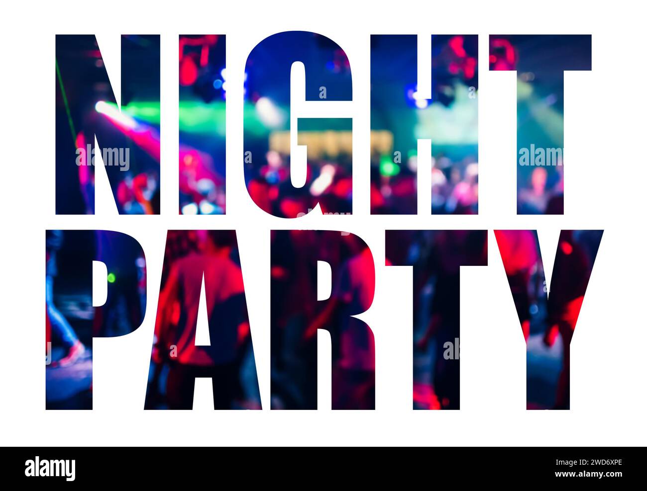 Night Party text on white background. Creative design lettering Stock ...